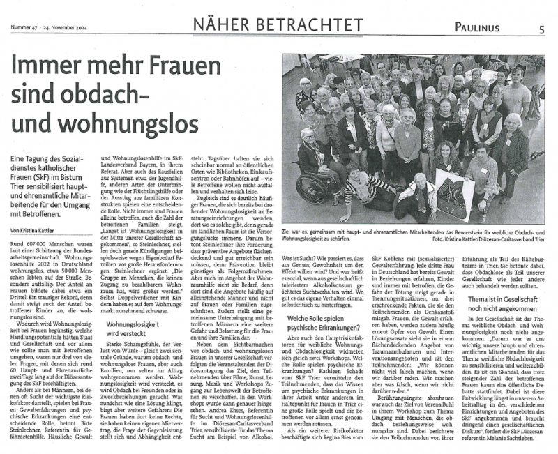 Artikel: PAULINUS vom 24.11.2024 - Sozialdienst katholischer Frauen ...